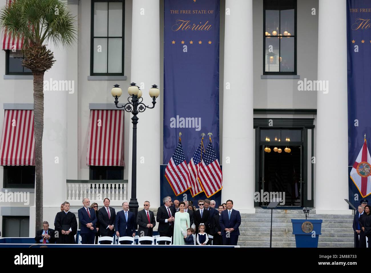 Florida Gov. Ron DeSantis, right, stands with his wife Casey and ...