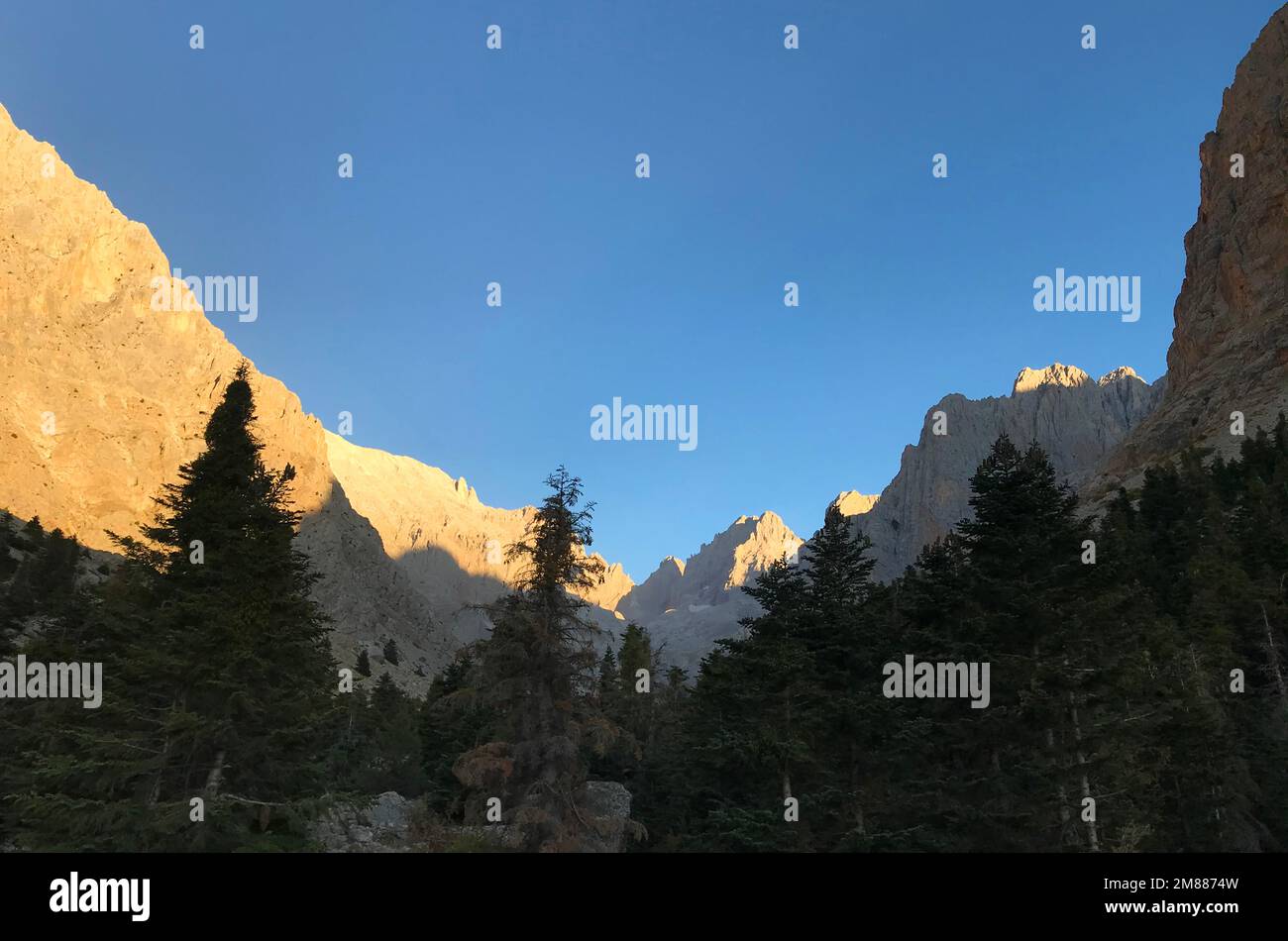 Sunset at Emli Valley and Emli Forest on Aladaglar National Park in ...