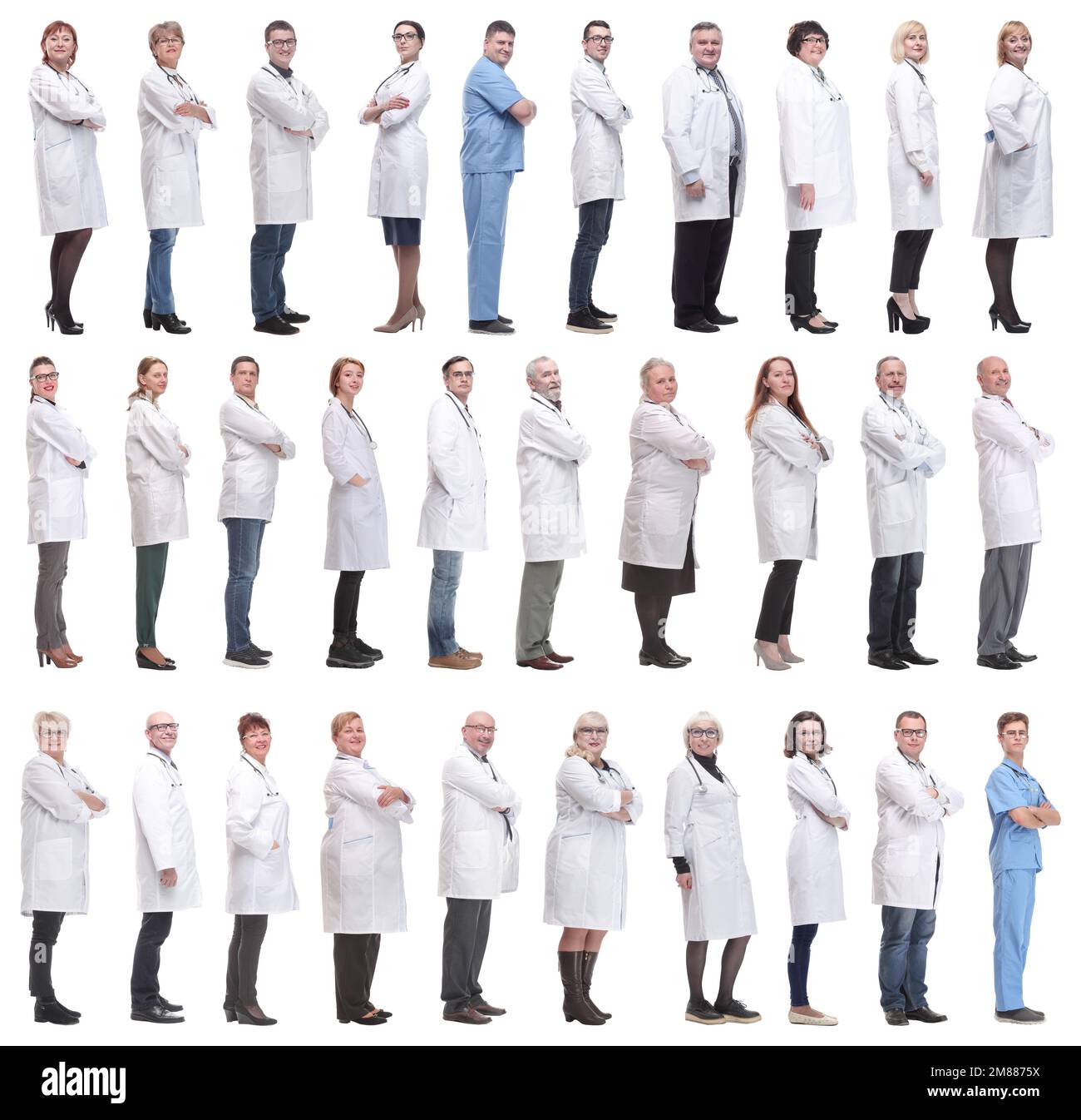 group of doctors in profile isolated on white background Stock Photo ...