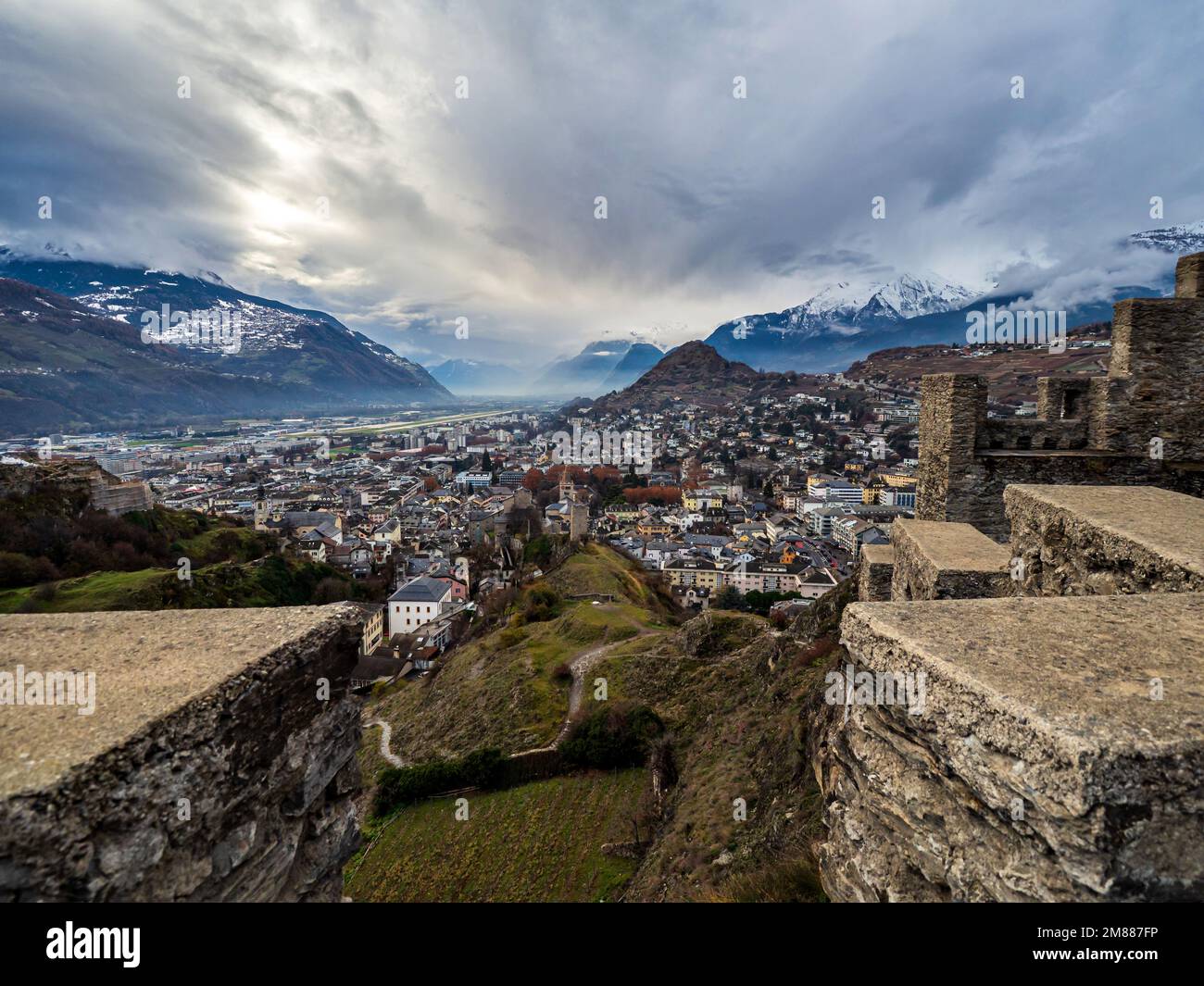 The Valere basilica , fortified church in Sion , canton of Valais ...