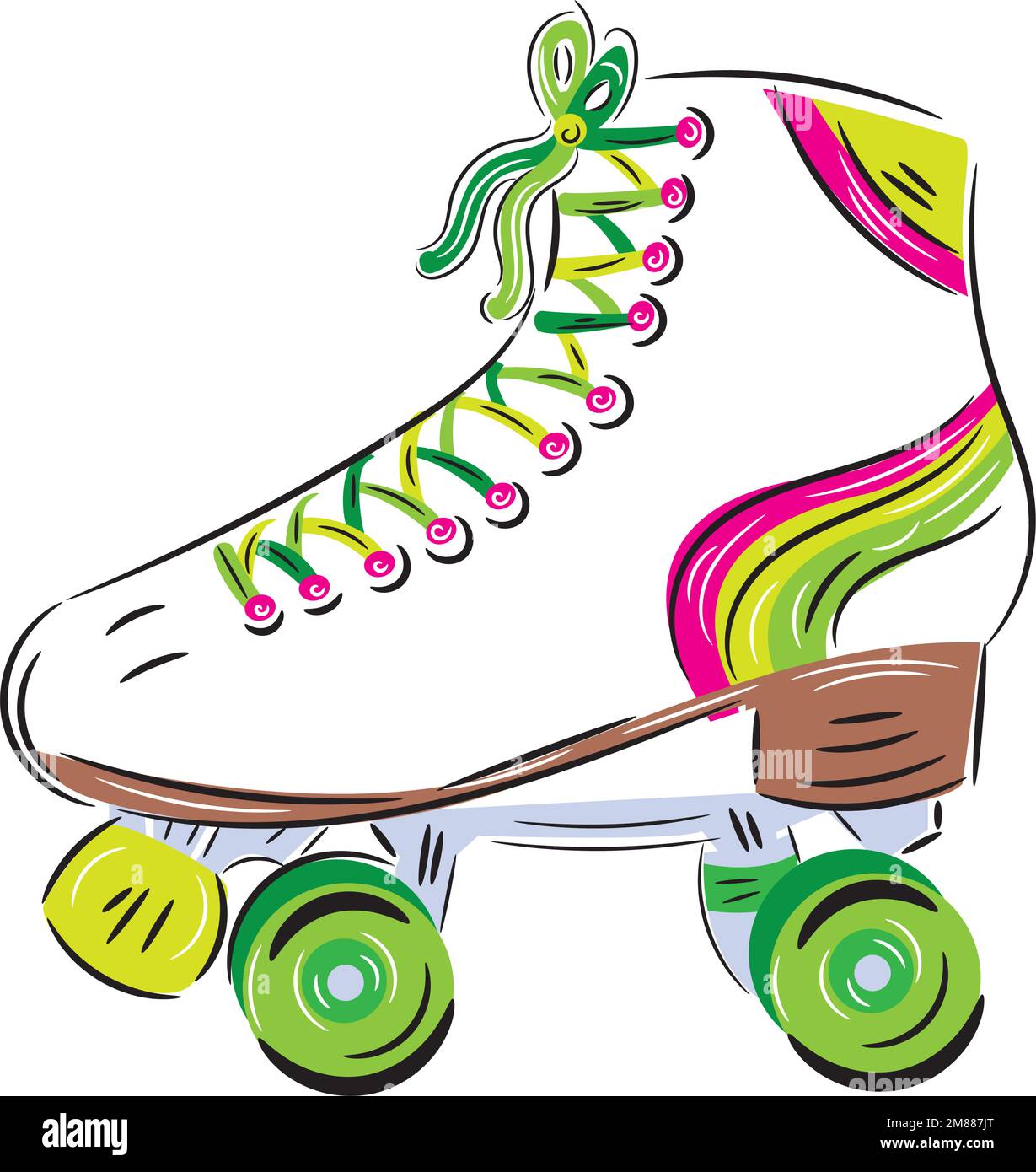 Isolated Colored Retro Skate Sketch Pop Art Vector Stock Vector Image