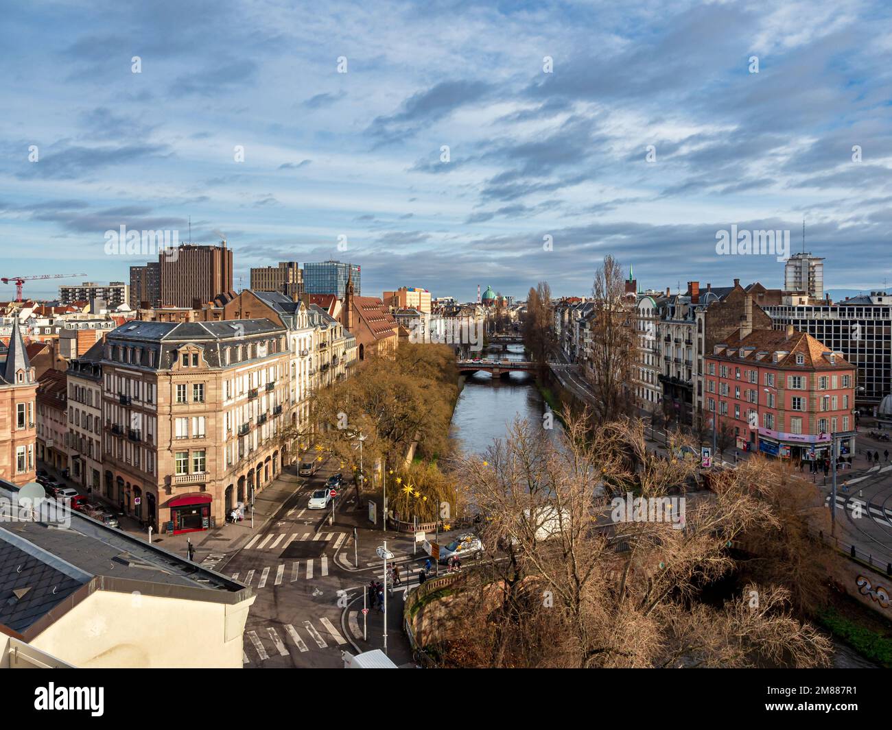 Strasbourg old city center panoramic overview from high point. France ...