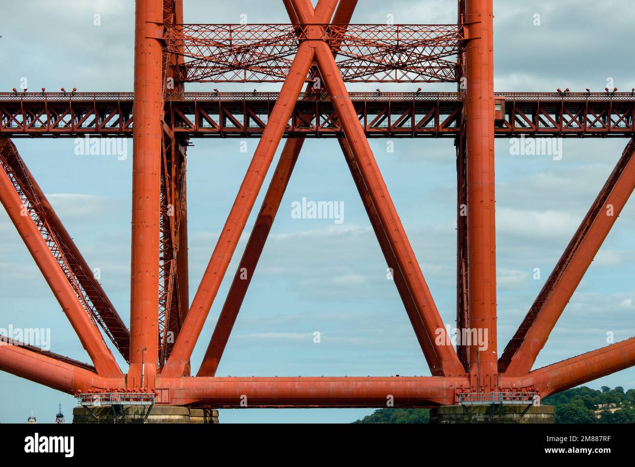 Base of the centre double cantilever tower of the Forth Bridge showing ...