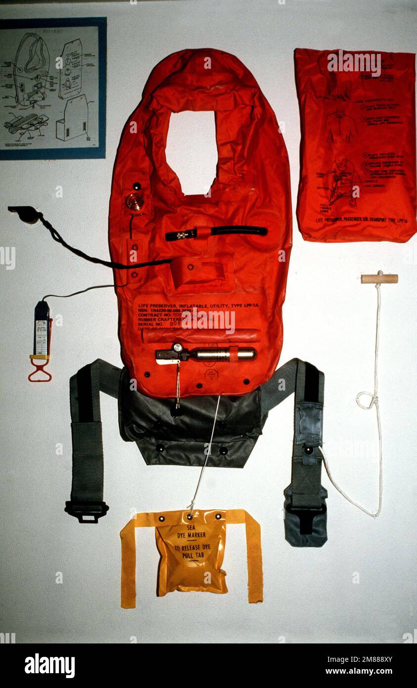 An LPP-1A life preserver is displayed at the station's Aviation ...