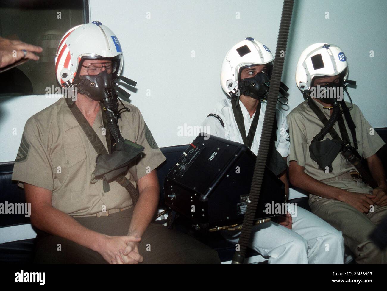 Students undergo a "flight" in the low pressure chamber at the station ...
