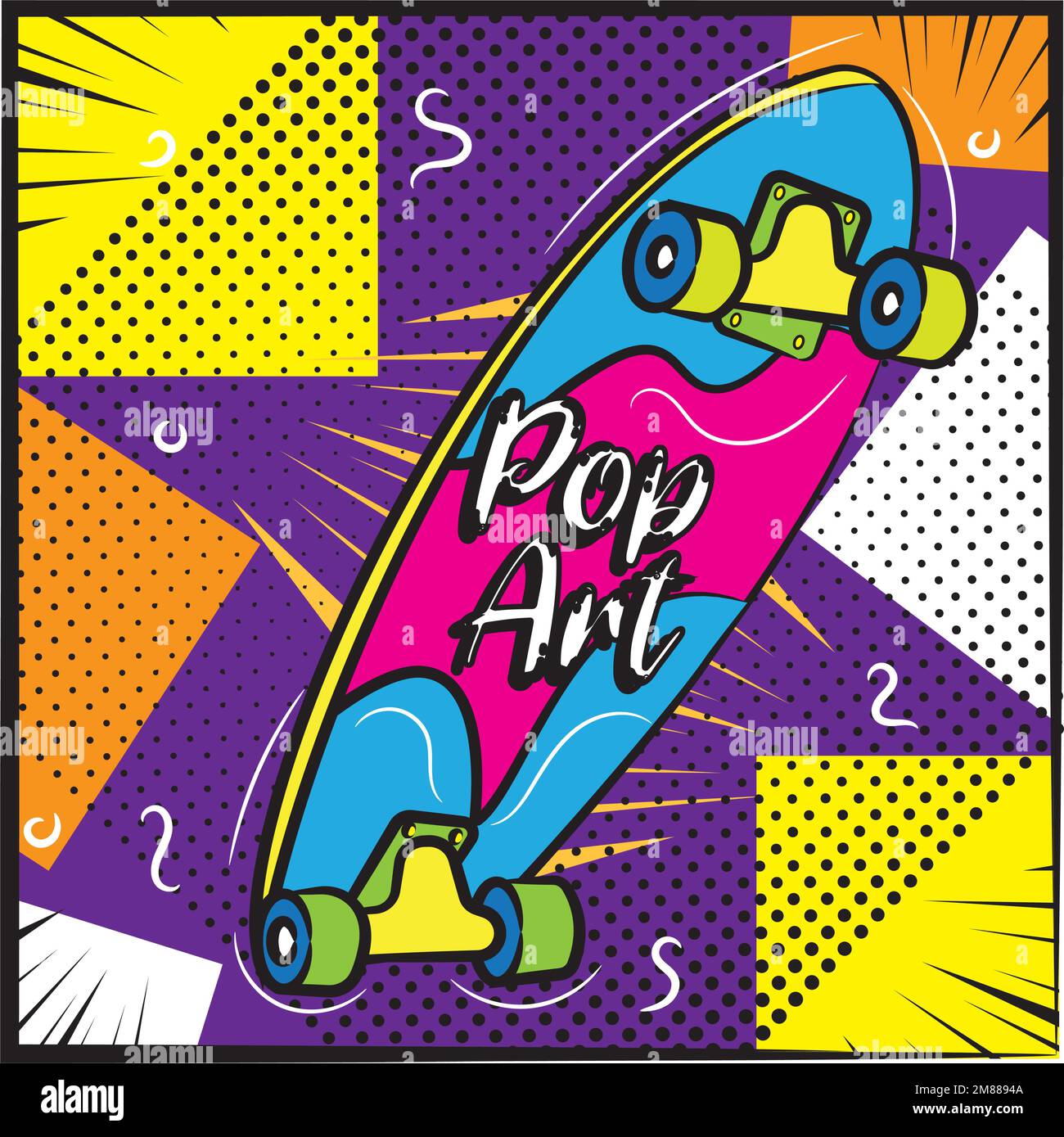 Isolated retro skateboard sketch comic page Vector Stock Vector Image ...