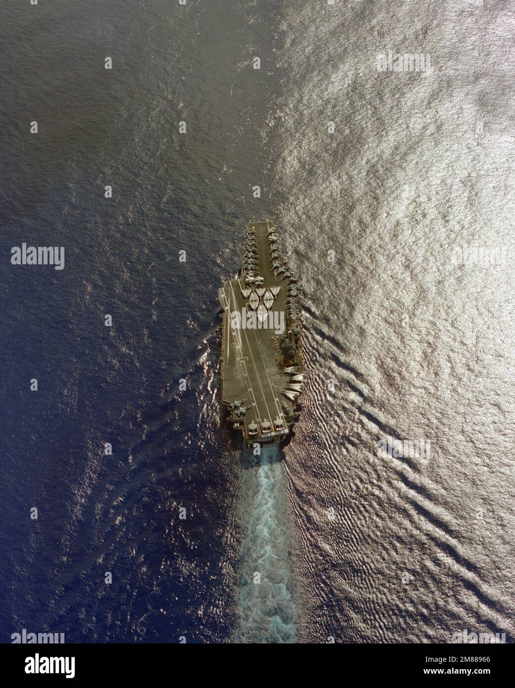 An aerial view of the aircraft carrier USS CONSTELLATION (CV-64 ...