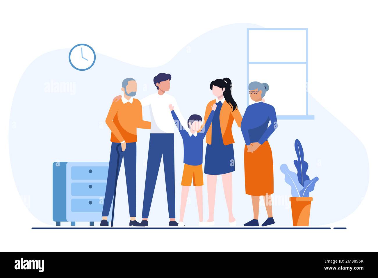 Happy family get together. Flat illustration design for people and ...