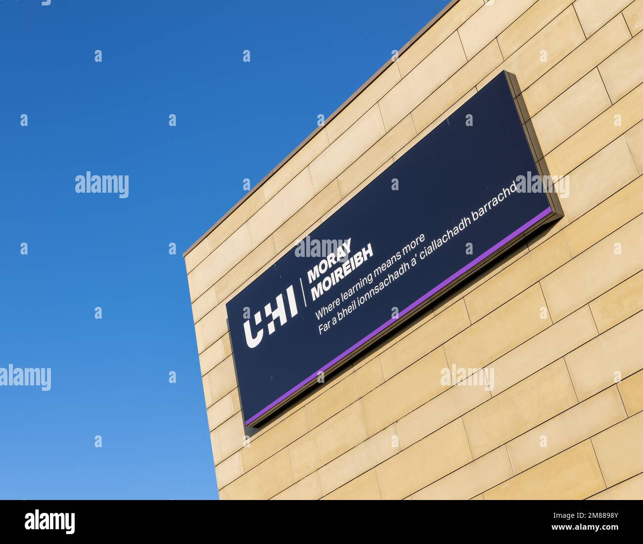 9 January 2023. Elgin,Moray,Scotland. This is the Logo Sign at the ...