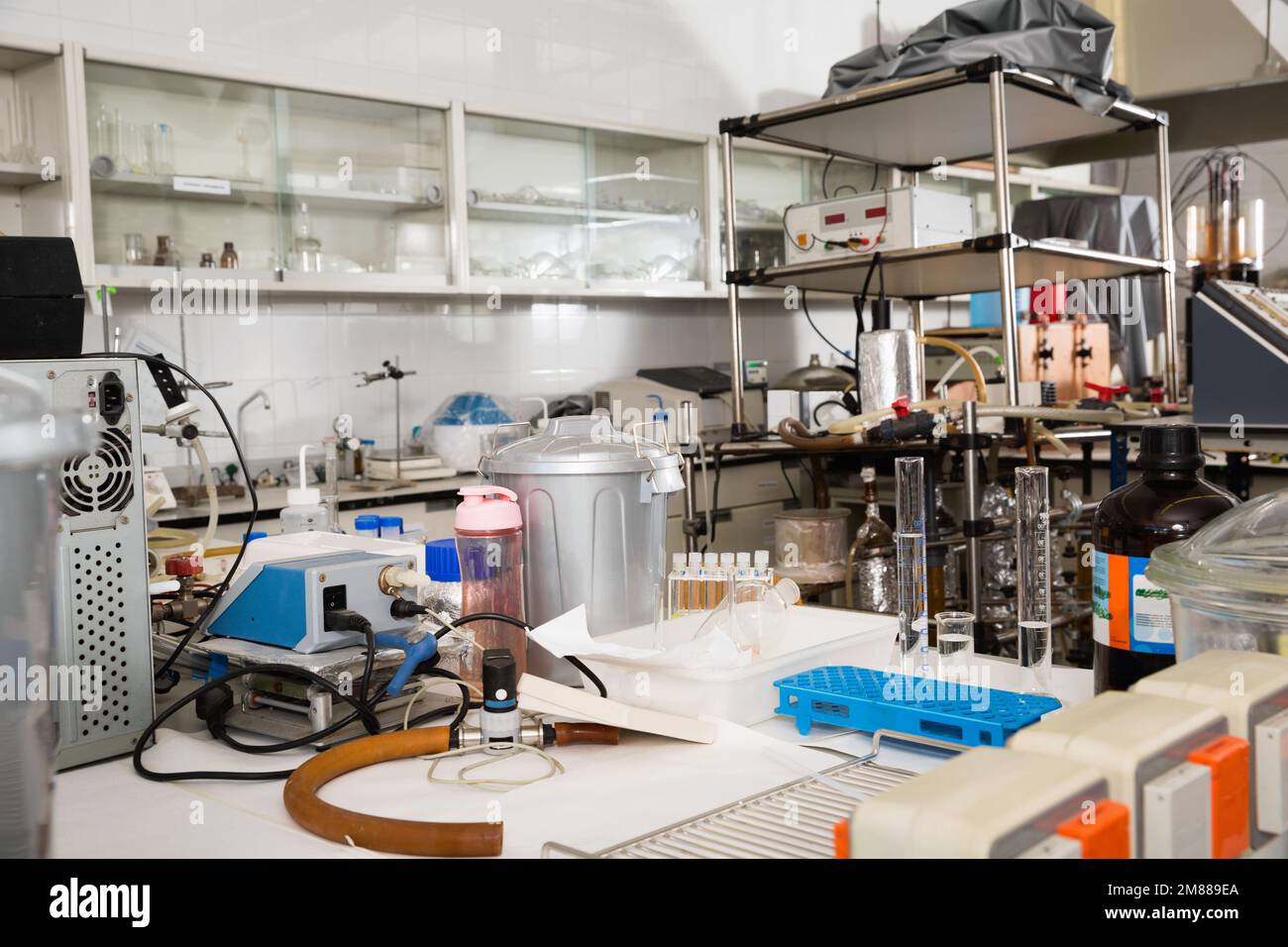 Interior of chemical laboratory equipped with different tools Stock ...
