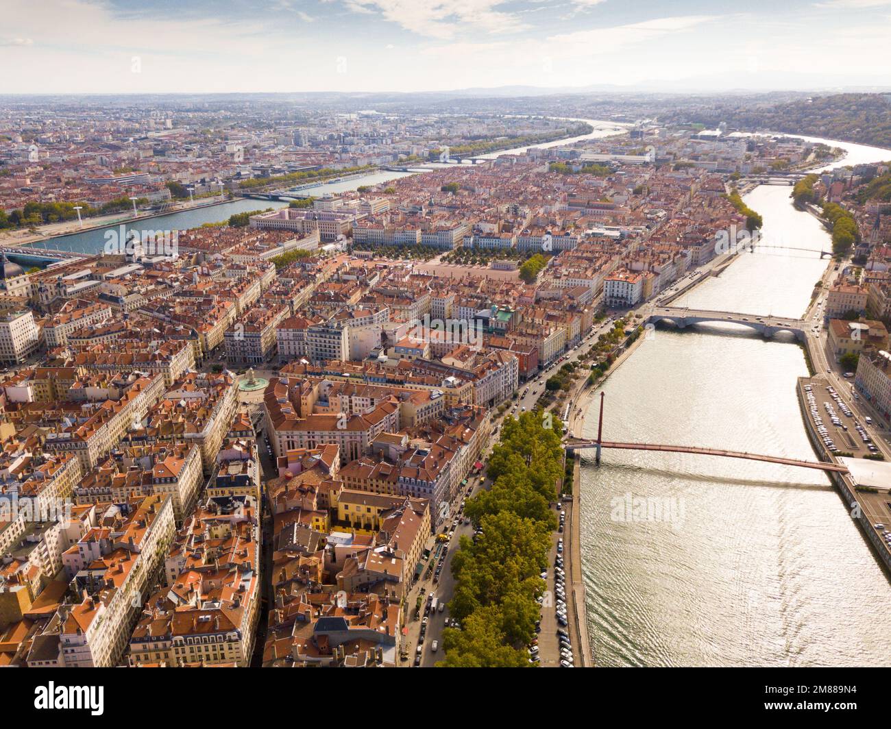 Aerial panoramic view of Lyon Stock Photo - Alamy