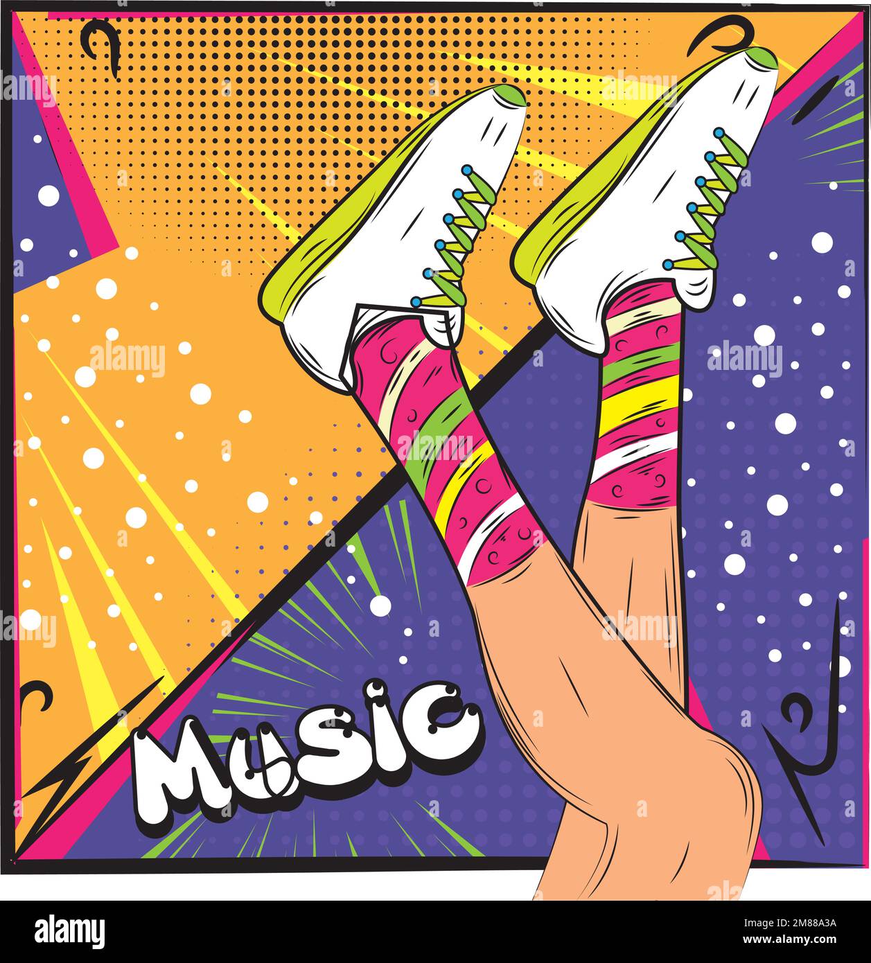 Pair of legs ready to dance sketch pop art comic page Vector Stock ...