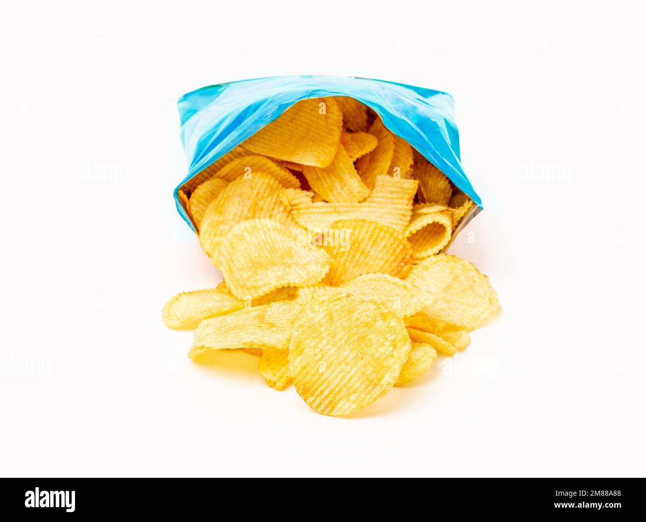 heap of potato crisps on white background Stock Photo - Alamy