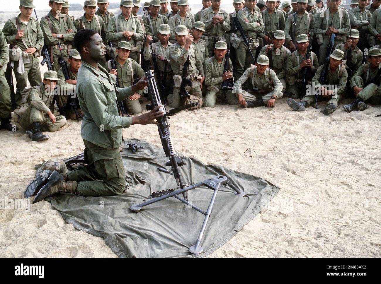 A member of the 5th Battalion, 87th Infantry Brigade, explains assembly ...