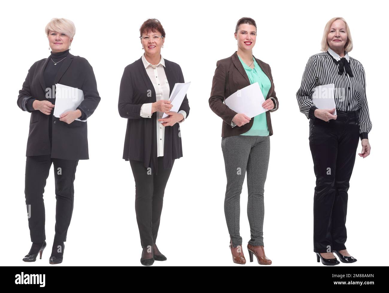 collage of people holding a4 sheet in hands isolated on white ...