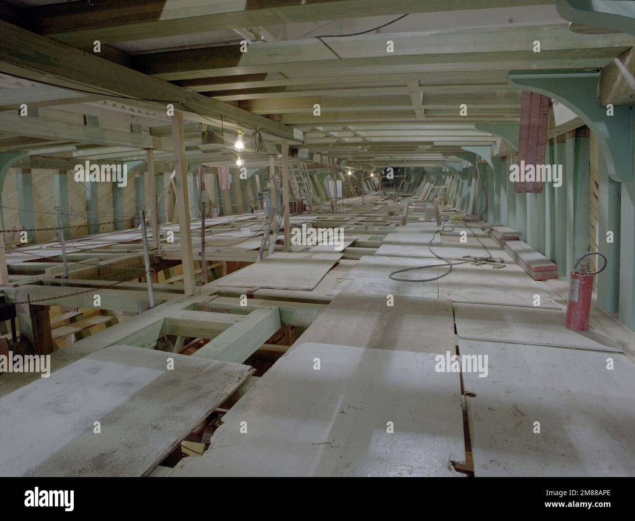 An view of the main deck of the Avenger class mine countermeasures ship ...