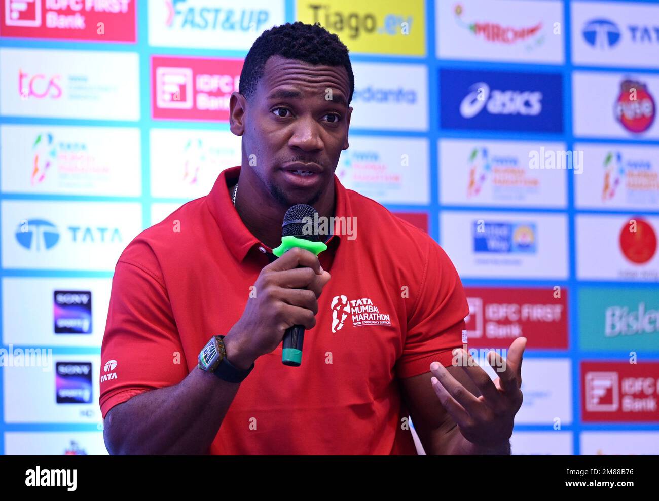 MUMBAI, INDIA - JANUARY 12: Jamaican sprinter and Tata Mumbai Marathon ...