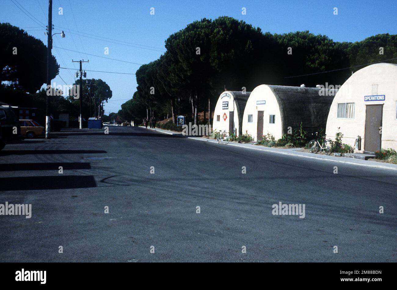 A view of the command office, administration, and operations buildings ...