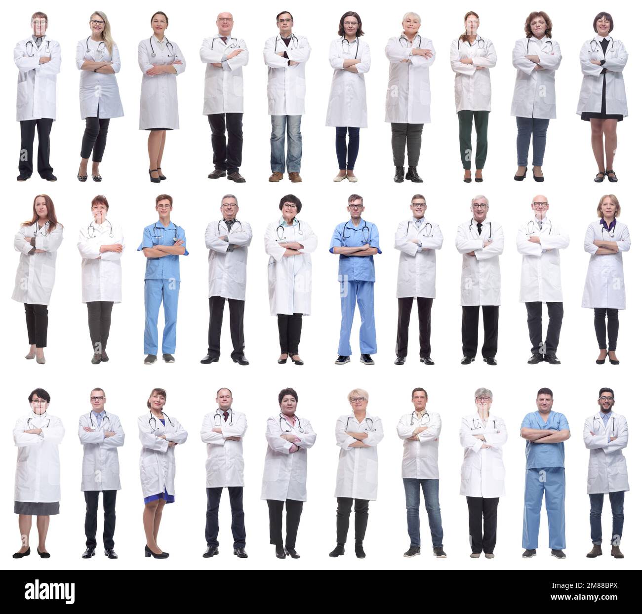 group of doctors in full length isolated on white background Stock ...