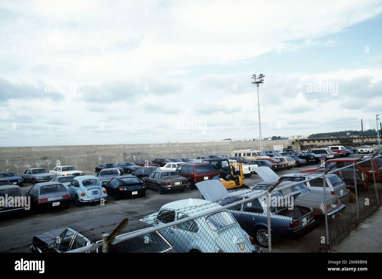 A view of the privately owned vehicle (POV) compound of the Military ...