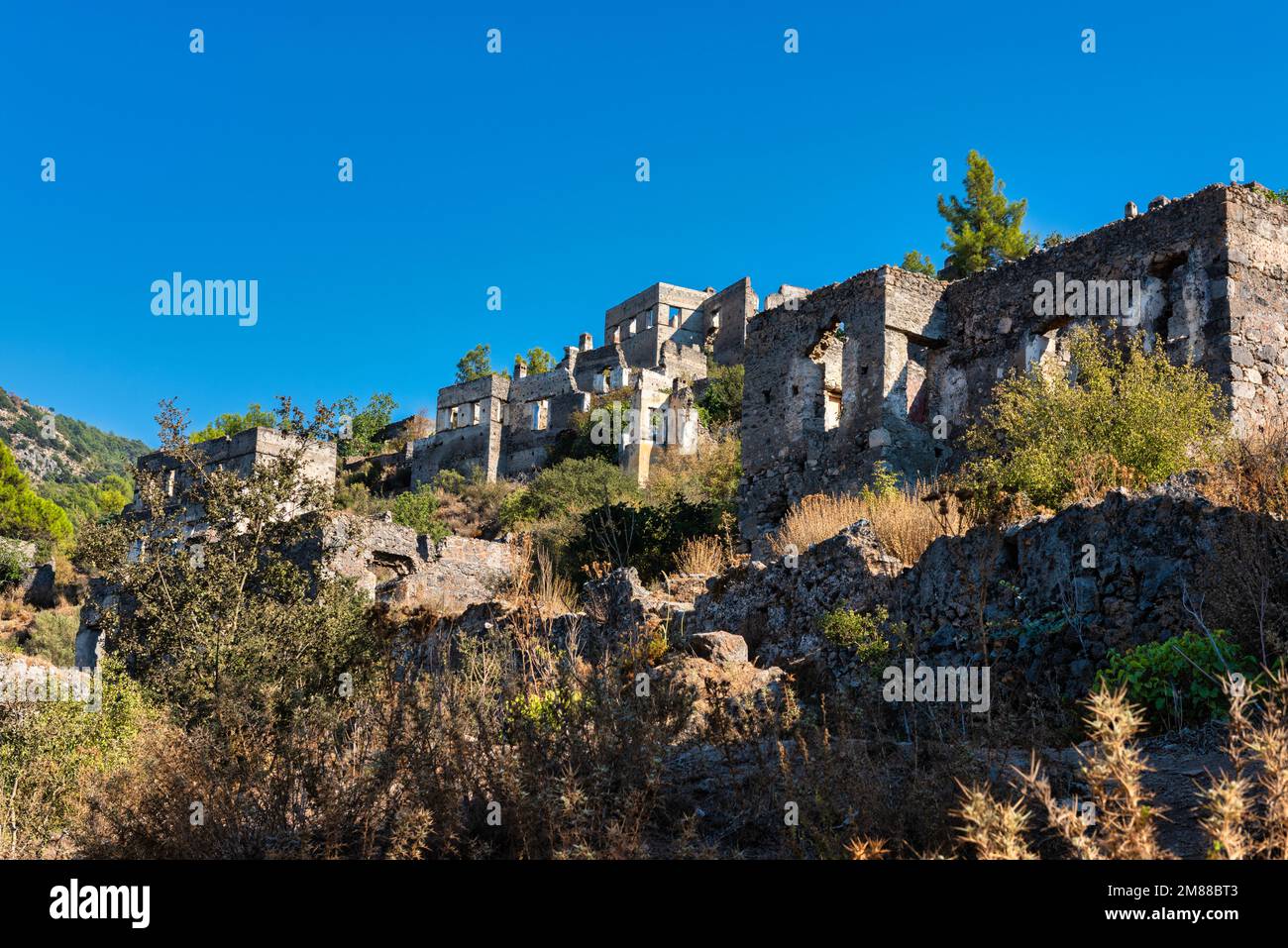 The old Greek Ghost town of Kayakoy near Fethiye in Turkey Stock Photo ...
