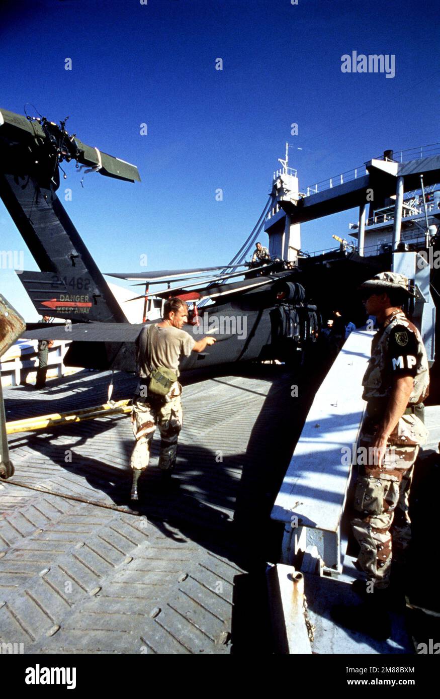 A UH-60 Black Hawk helicopter for Exercise SHADOW HAWK is unloaded from ...