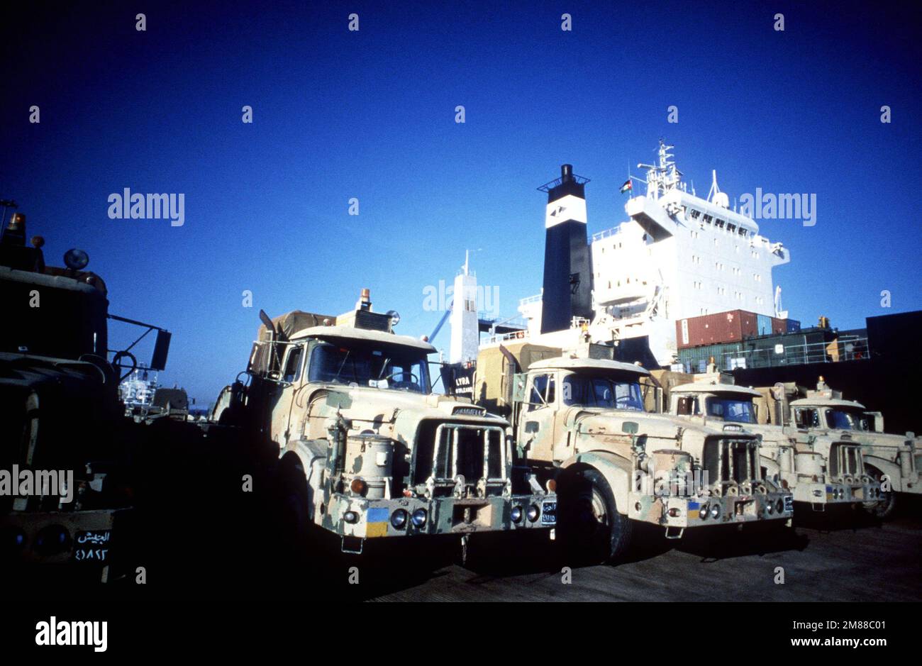 Scammell Contractor trucks for Exercise SHADOW HAWK sit on the dock ...