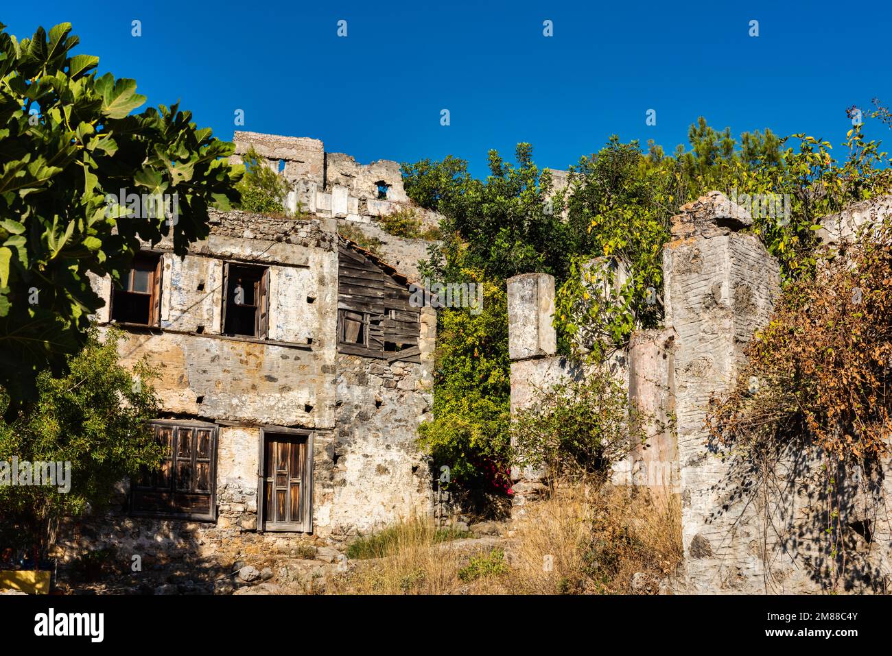 The old Greek Ghost town of Kayakoy near Fethiye in Turkey Stock Photo ...