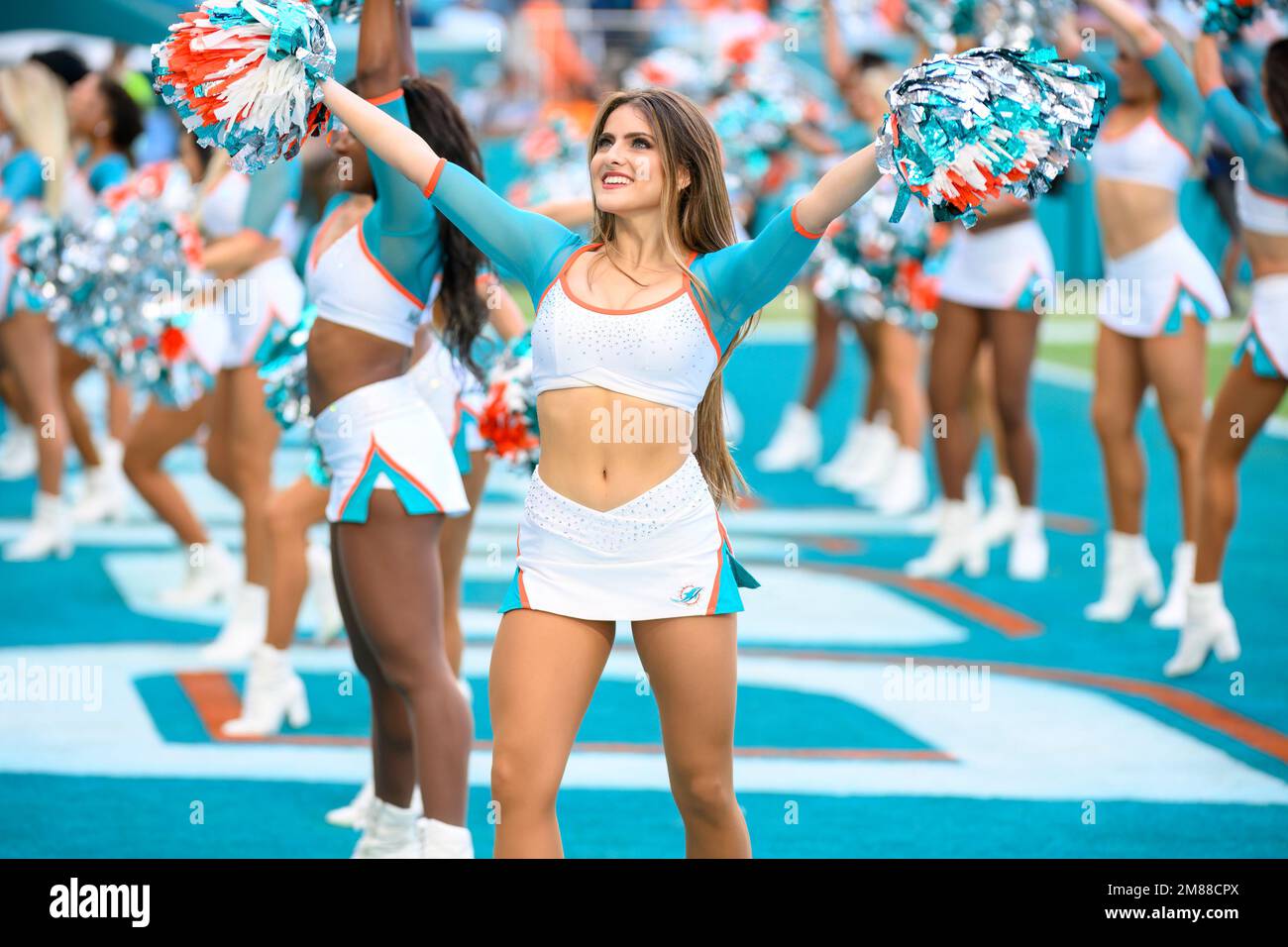 Miami Dolphins cheerleaders perform on the field during an NFL football ...