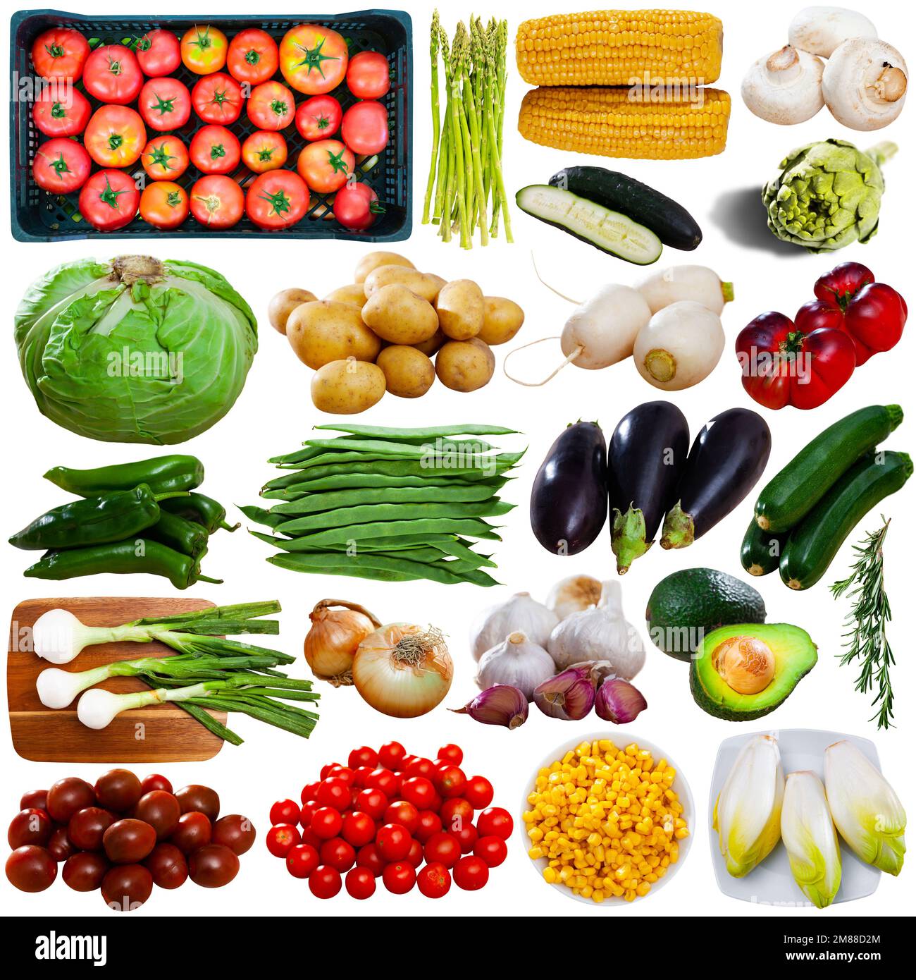 Collection of various vegetables isolated on white background Stock ...
