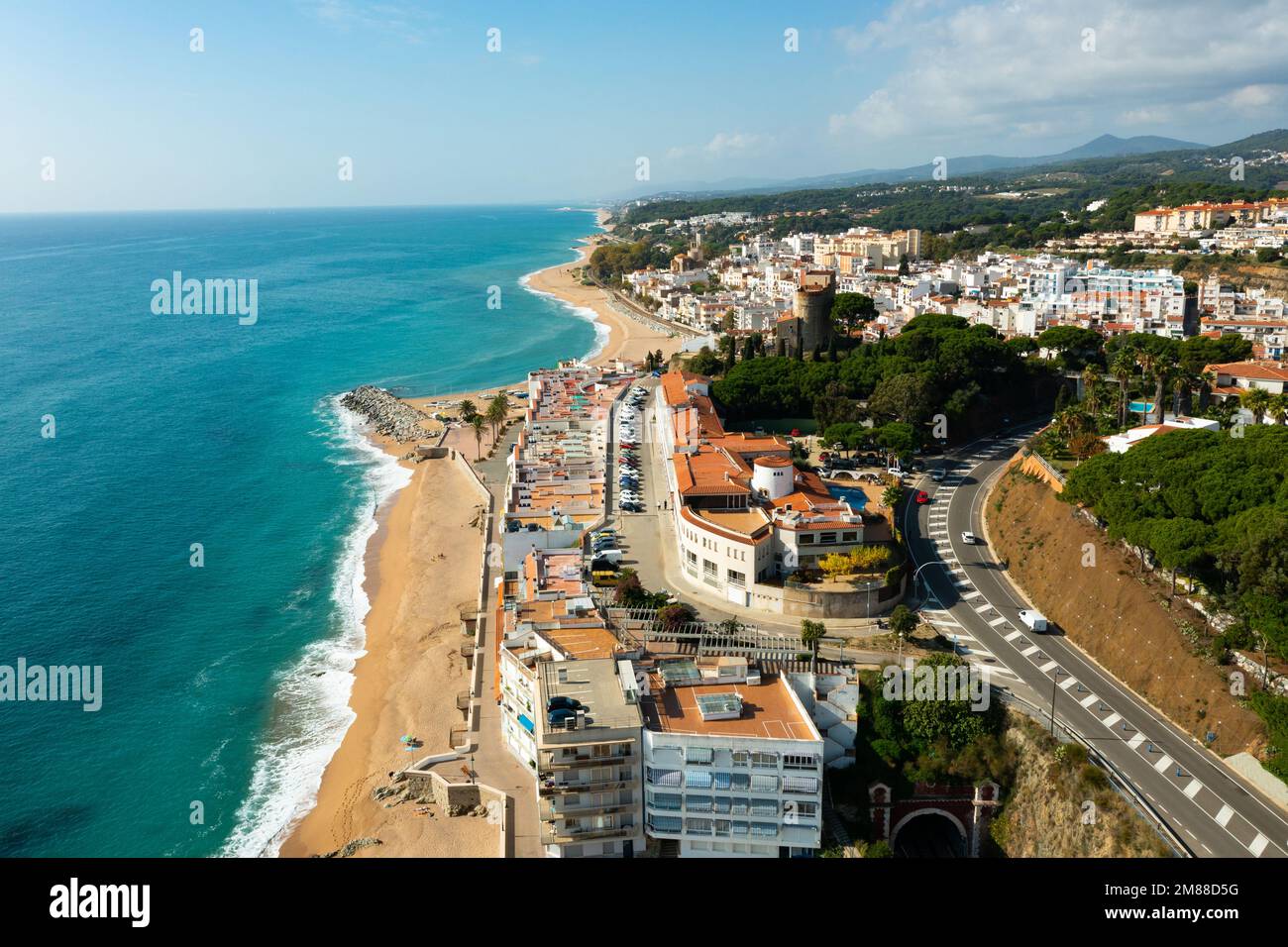 Birds eye view of Sant Pol de Mar, Spain Stock Photo - Alamy