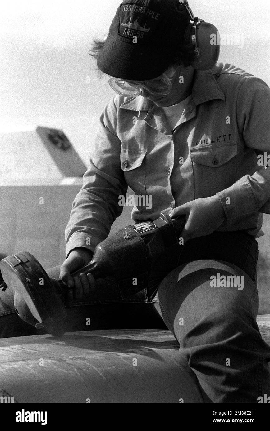 SEAMAN Susan Collett, a crewman from the salvage ship USS GRAPPLE (ARS ...