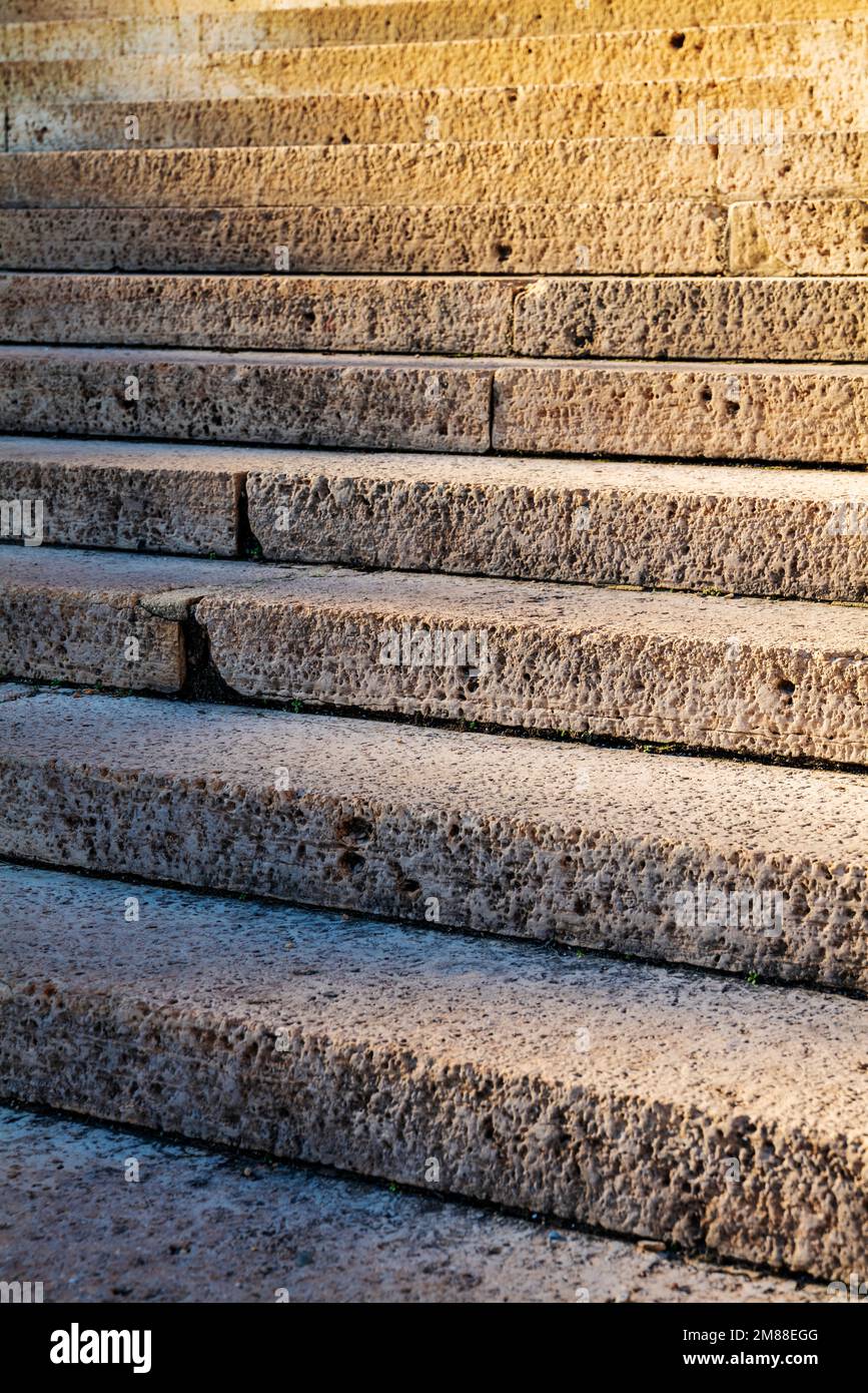 Worn stone steps leading up to the Philadelphia Museum of Art ...