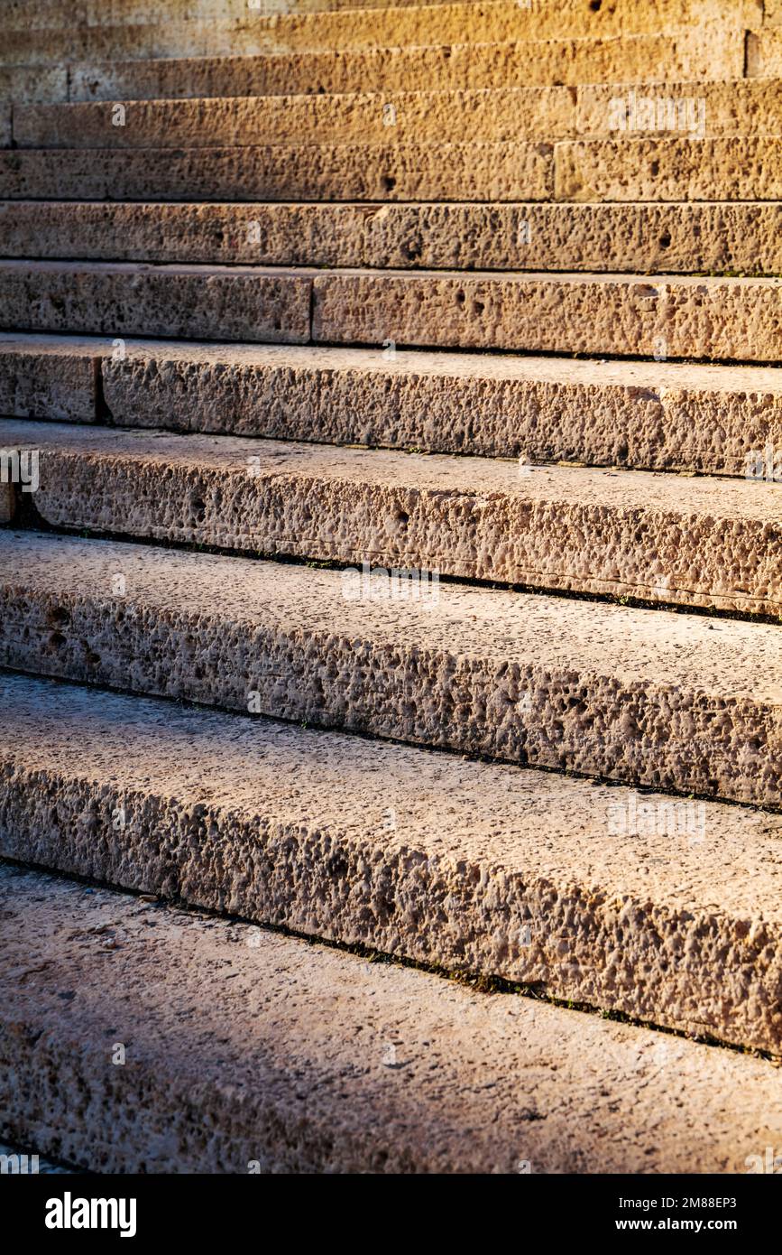 Worn stone steps leading up to the Philadelphia Museum of Art ...