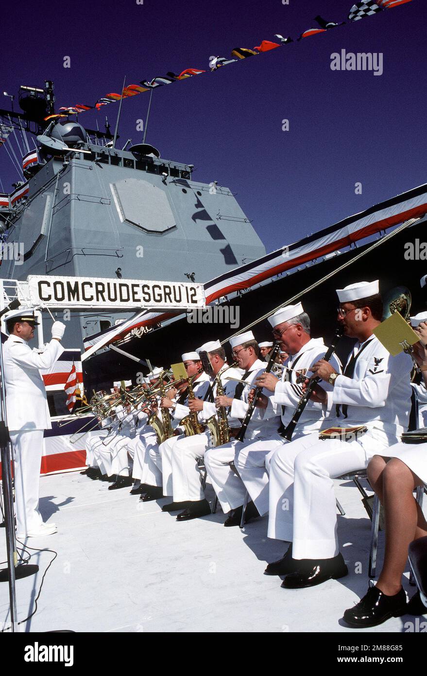 A U.S. Navy band plays a musical selection during the commissioning ...