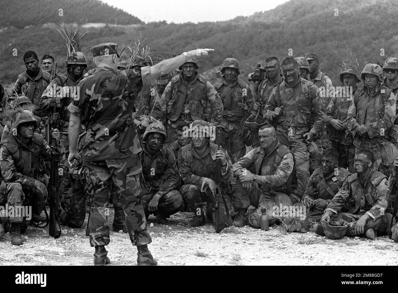 Commandant Of The Marine Corps Gen Alfred M Gray Gestures As He Speaks To A Group Of Marines