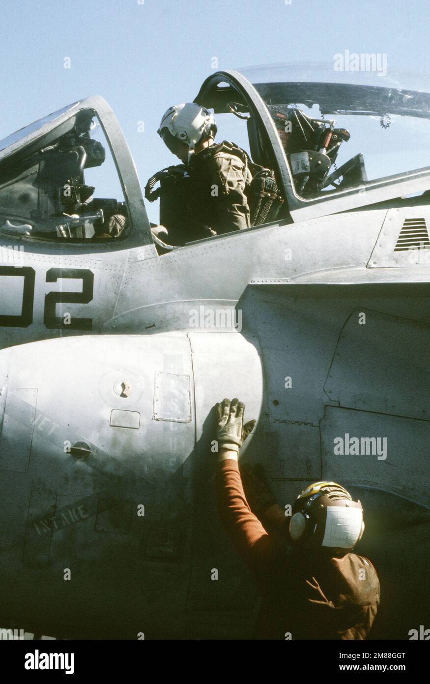The pilot of a Strike Fighter Squadron 111 (VFA-111) A-6 Intruder ...