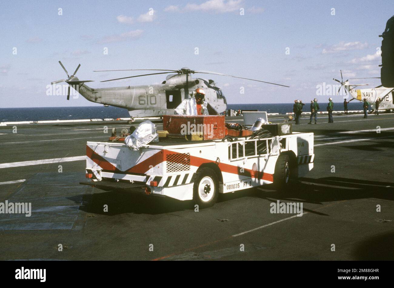 A fireman checks an AFFF (aqeous film-forming foam) fire truck on the ...