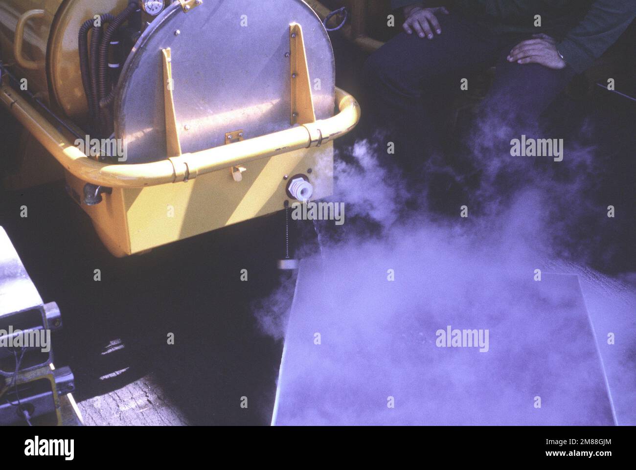 Liquid oxygen drains from a TMU-70M low-loss, closed-loop oxygen ...