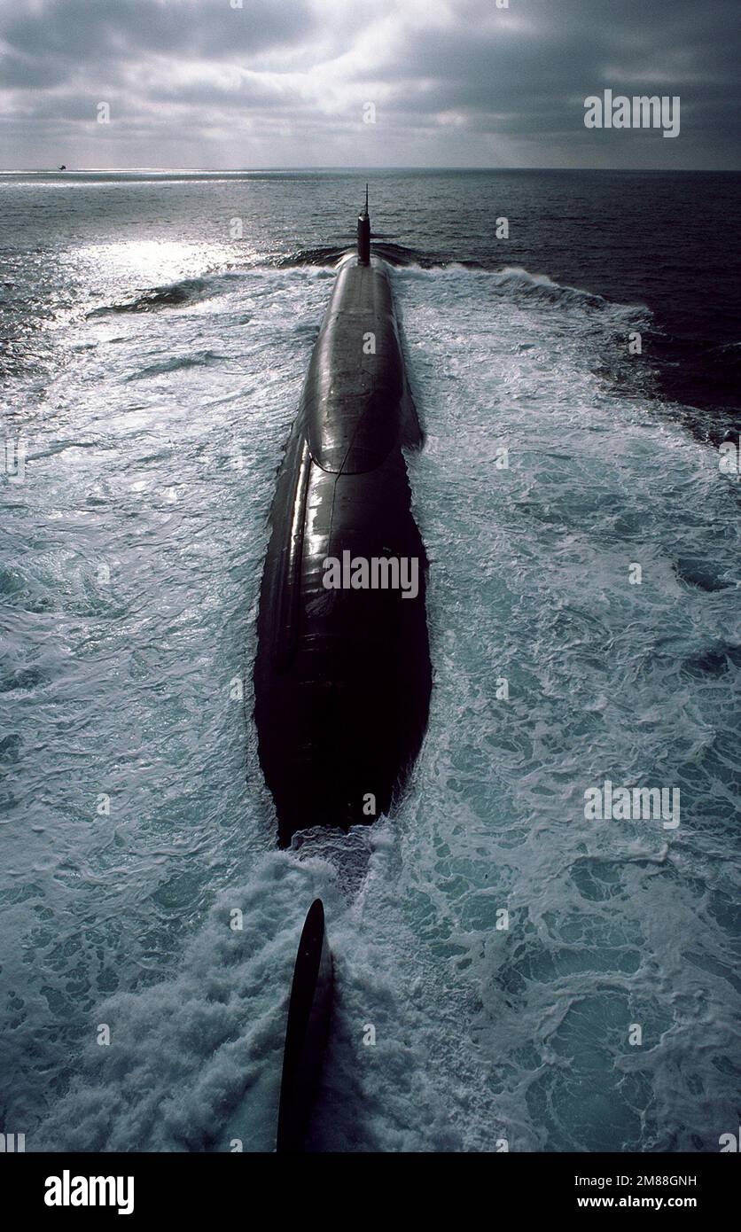 A stern view of an Ohio Class nuclear-powered strategic missile ...