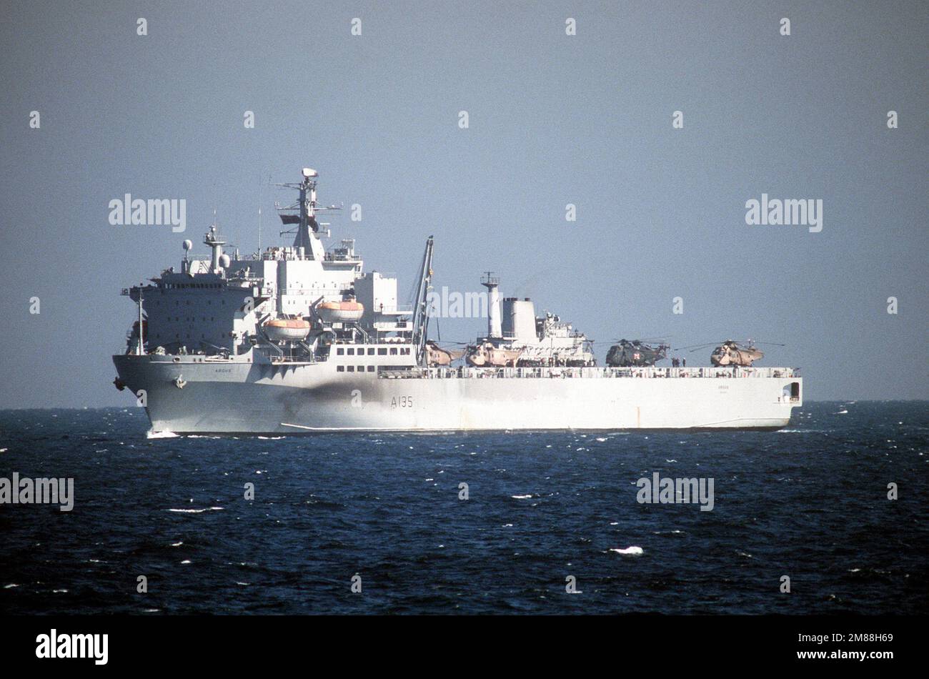 A port beam view of the British aviation training ship HMS ARGUS (A-135 ...