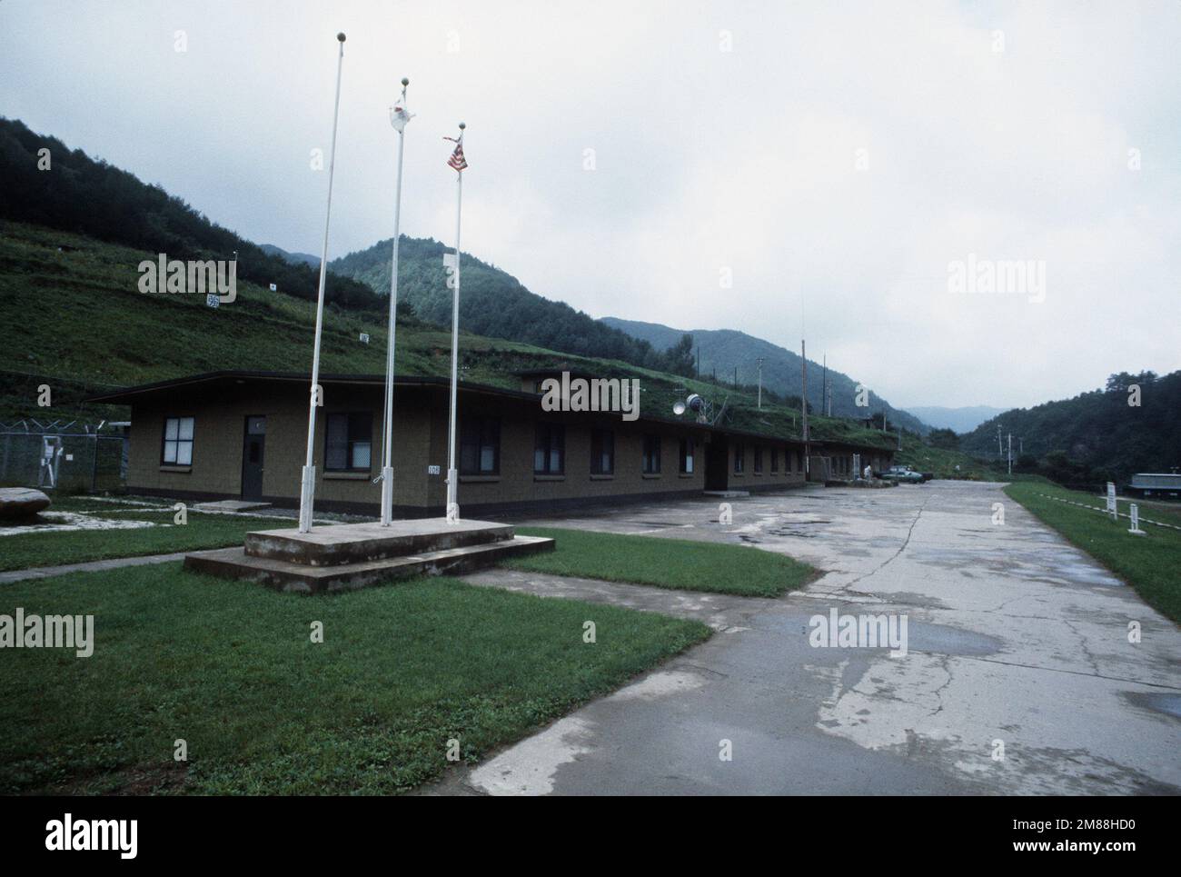 A view of the Pil Sung bombing range operations building. The range is ...