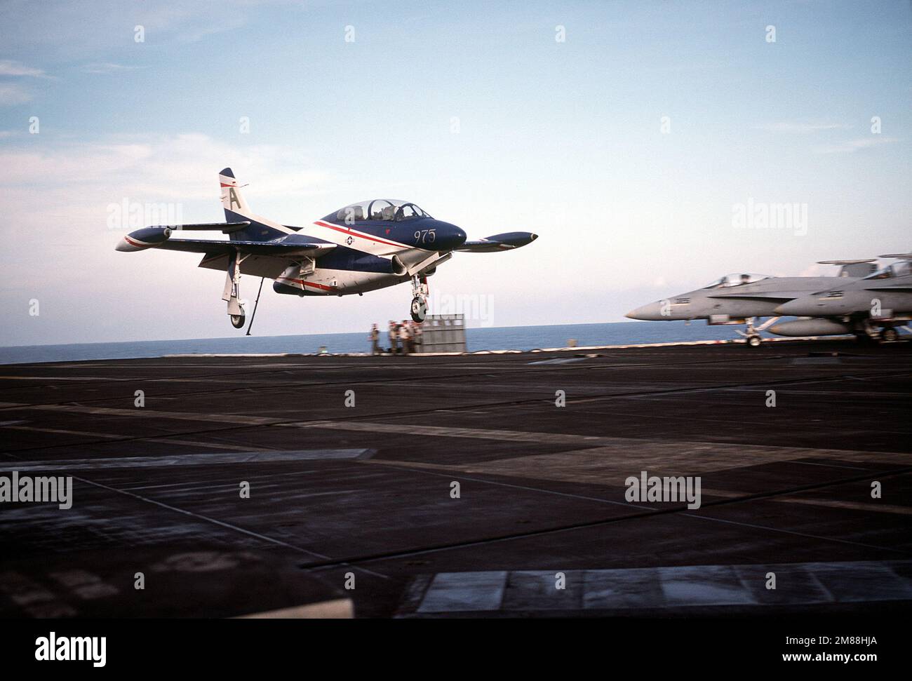 A T-2C Buckeye aircraft, painted in the 75th anniversary of naval ...