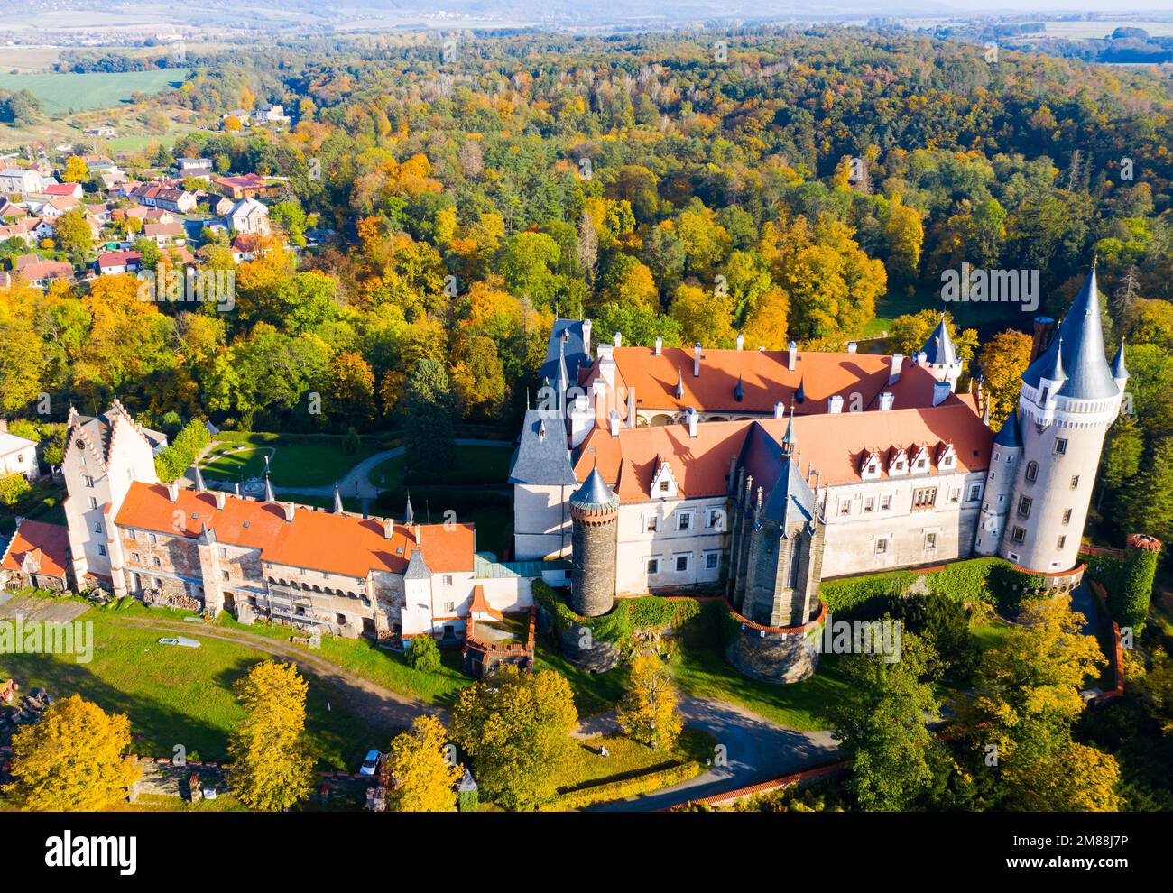 Aerial view of Zleby castle Stock Photo - Alamy