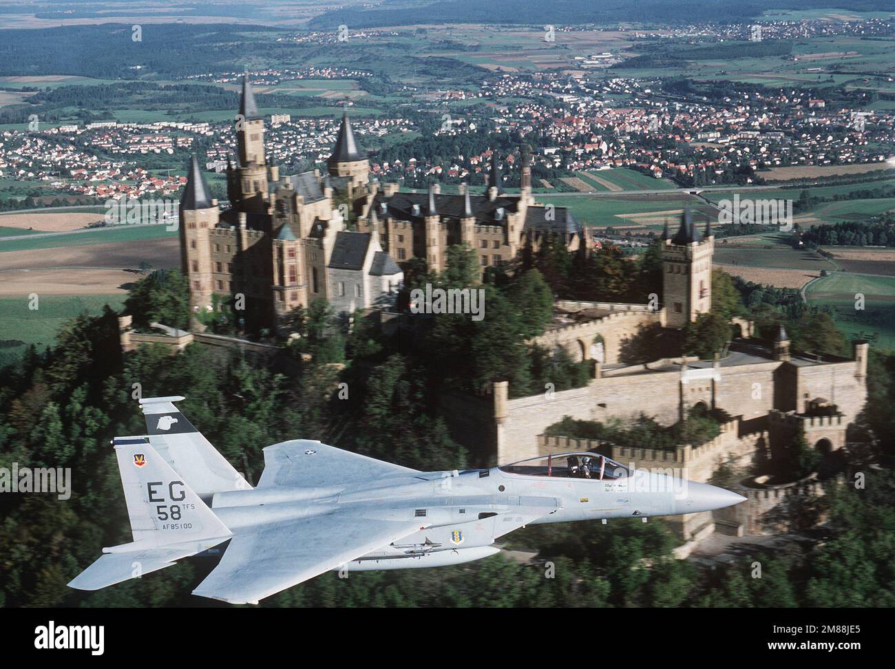 An air-to-air right side view of a 58th Tactical Fighter Squadron F-15C ...
