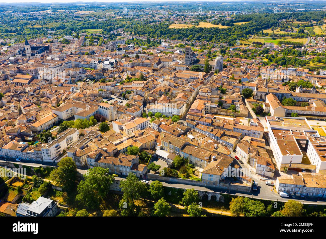 Flight over the city Angouleme on summer day Stock Photo - Alamy