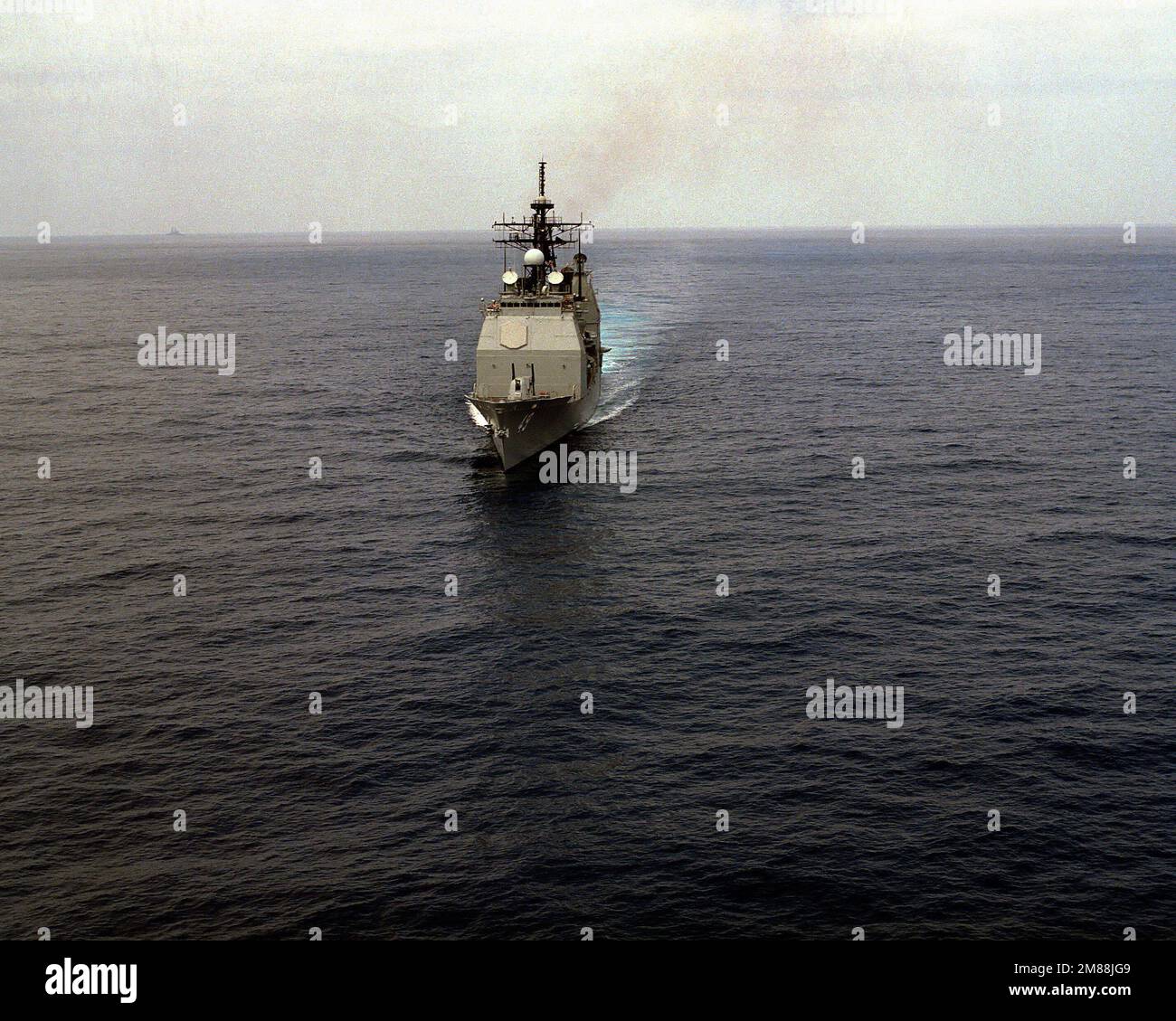 A bow view of the guided missile cruiser USS VINCENNES (CG 49) underway ...