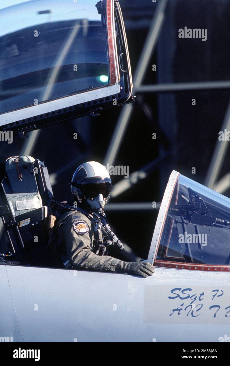 The pilot of a 58th Tactical Fighter Squadron F-15C Eagle aircraft ...