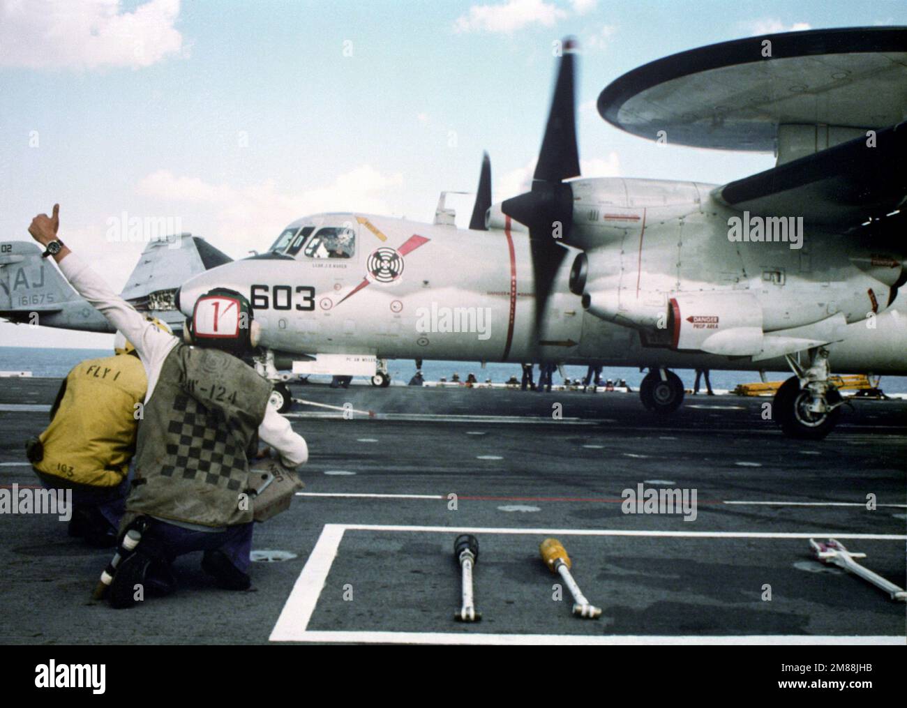 A squadron plane inspector of Airborne Early Warning Squadron 124 (VAW ...