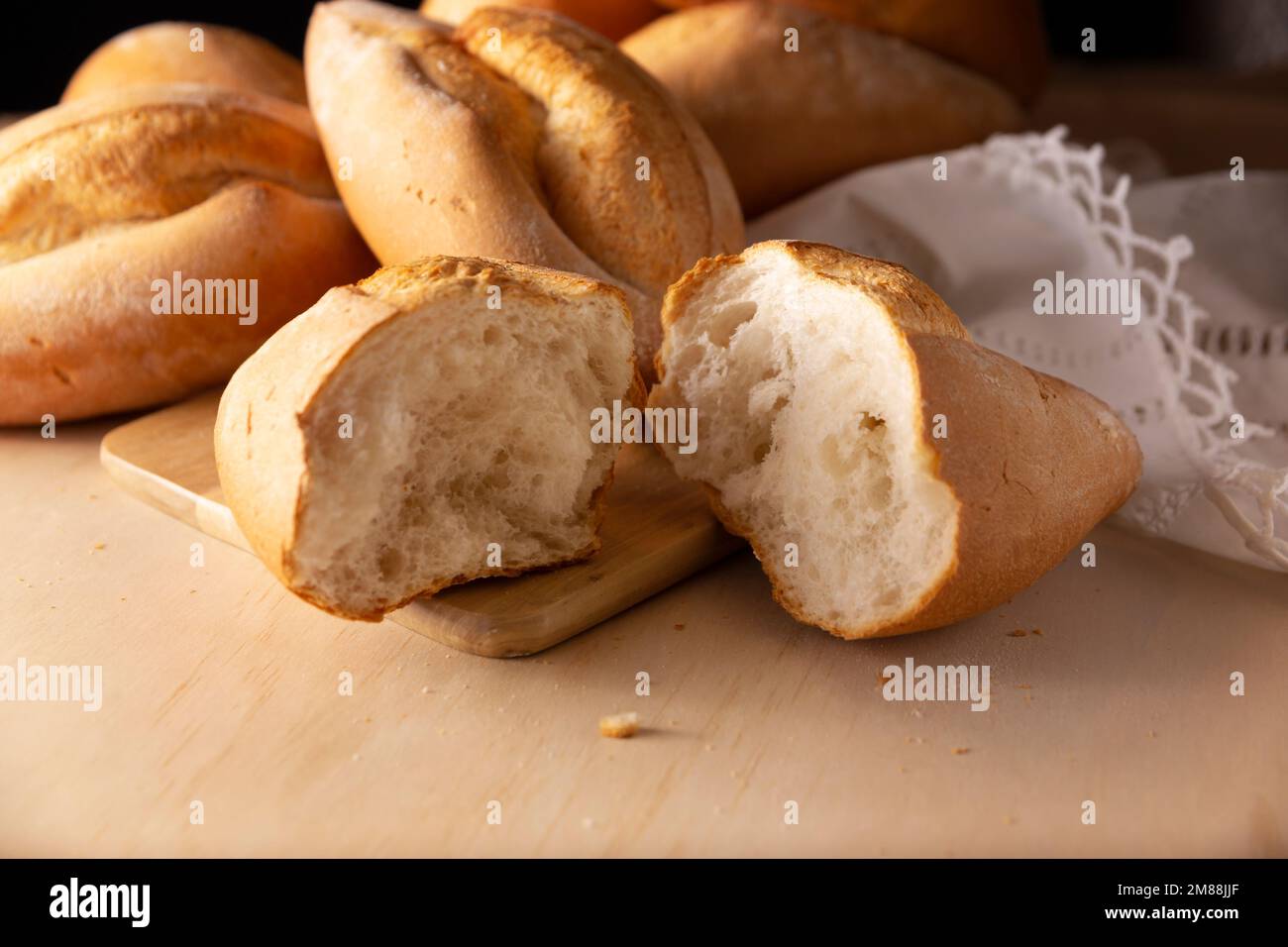 Bolillos. Traditional mexican bakery. White bread commonly used to ...